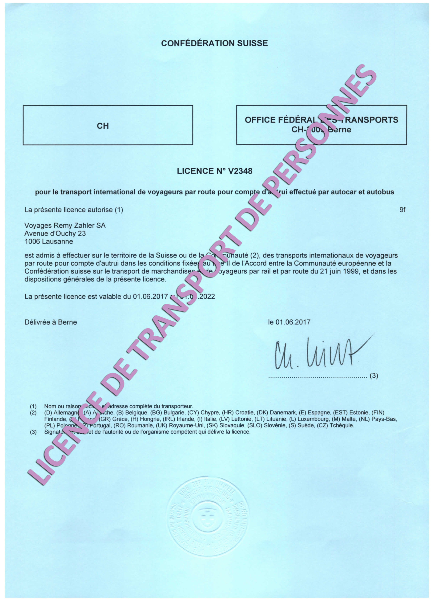 Législation / Licences - Autocars Voyages Rémy